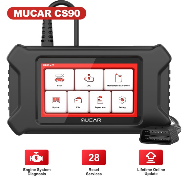 Mucar CS90 Car Diagnostic Scan Tool, 28+ Reset Services Car Scanner