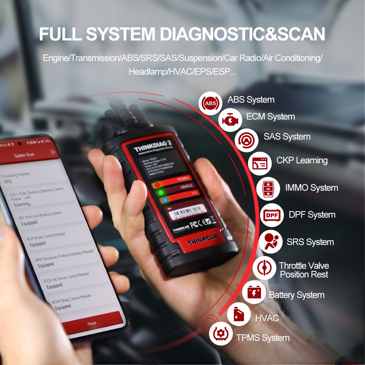 THINKDIAG 2 OBD2 Diagnostic Scanner Bluetooth5.0 with CAN-FD