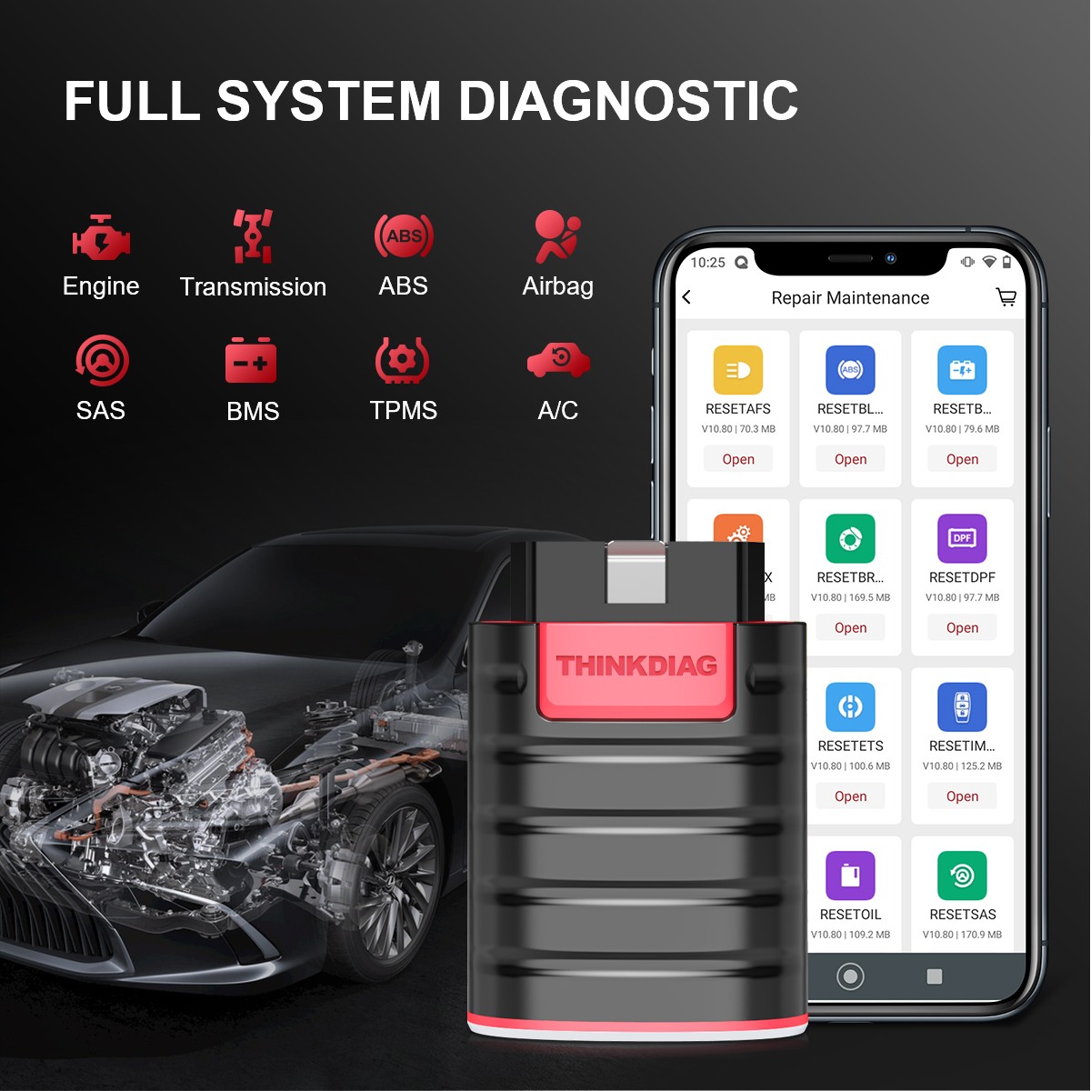 THINKDIAG OBD2 Scanner Bluetooth OE Level Diagnostic Tools Version Single Software