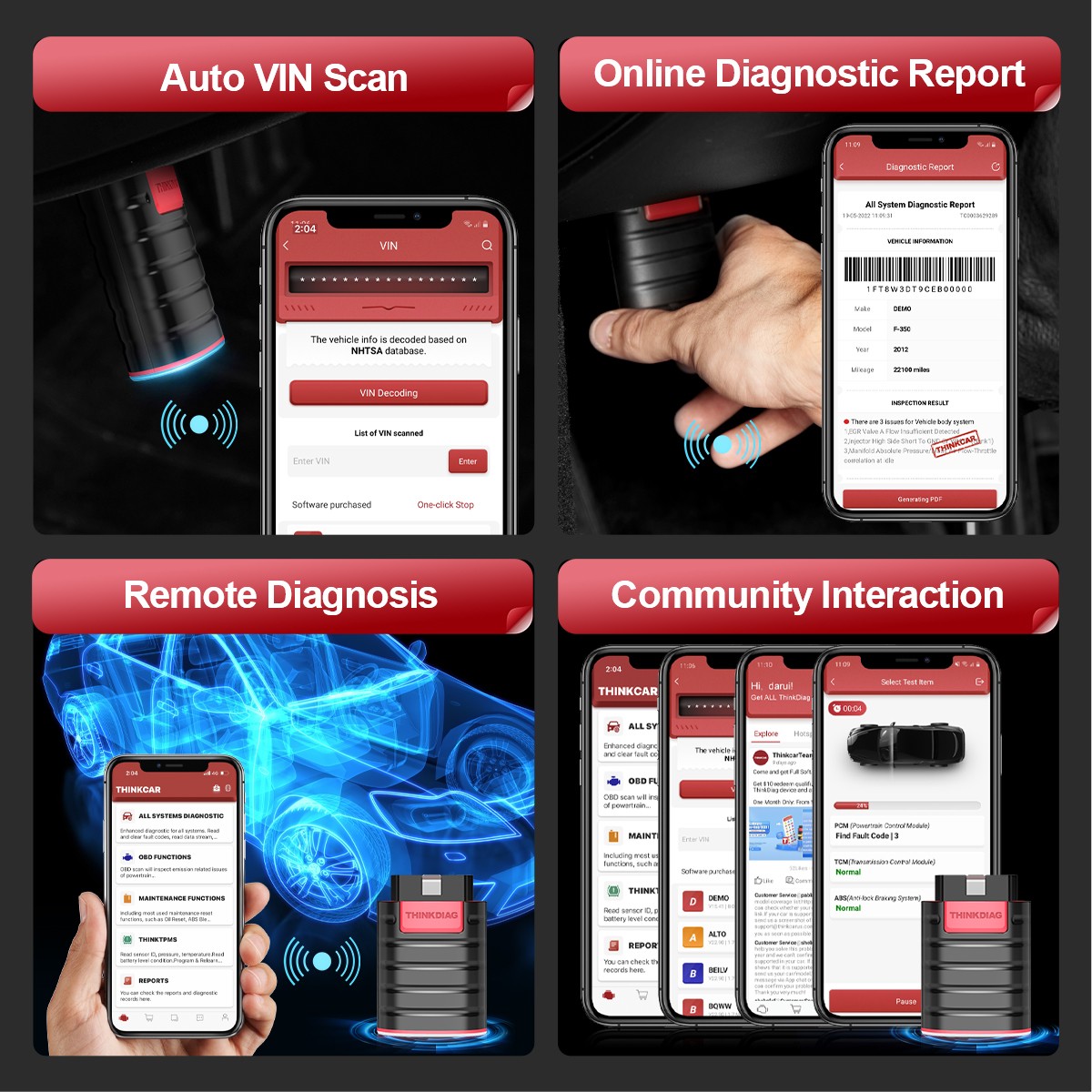 THINKDIAG OBD2 Scanner Bluetooth OE Level Diagnostic Tools Version ...
